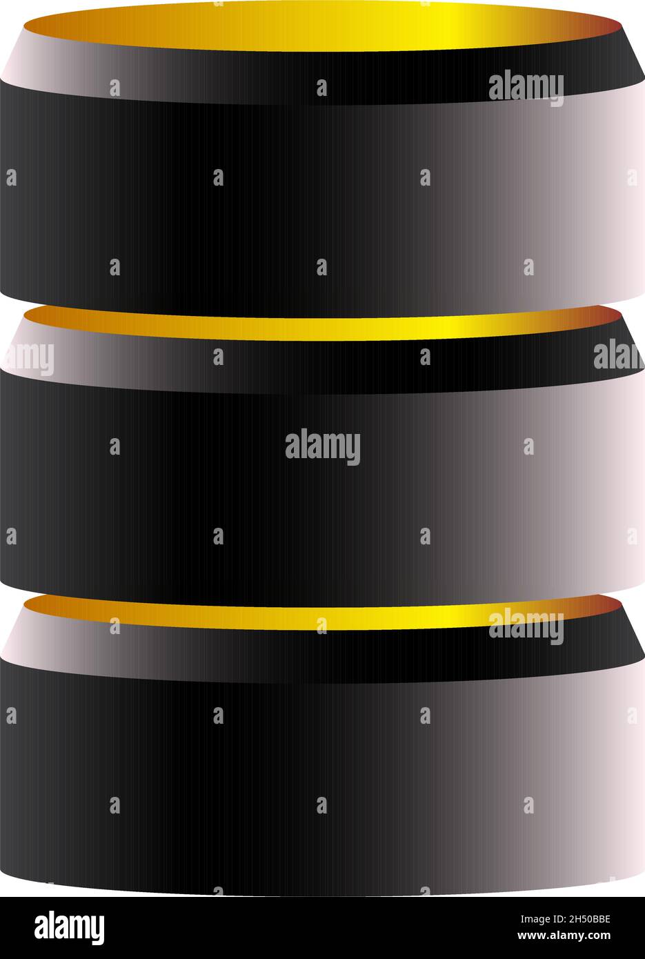 HDD, hard disk drive, mainframe computer stacked cylinder icon. Server ...