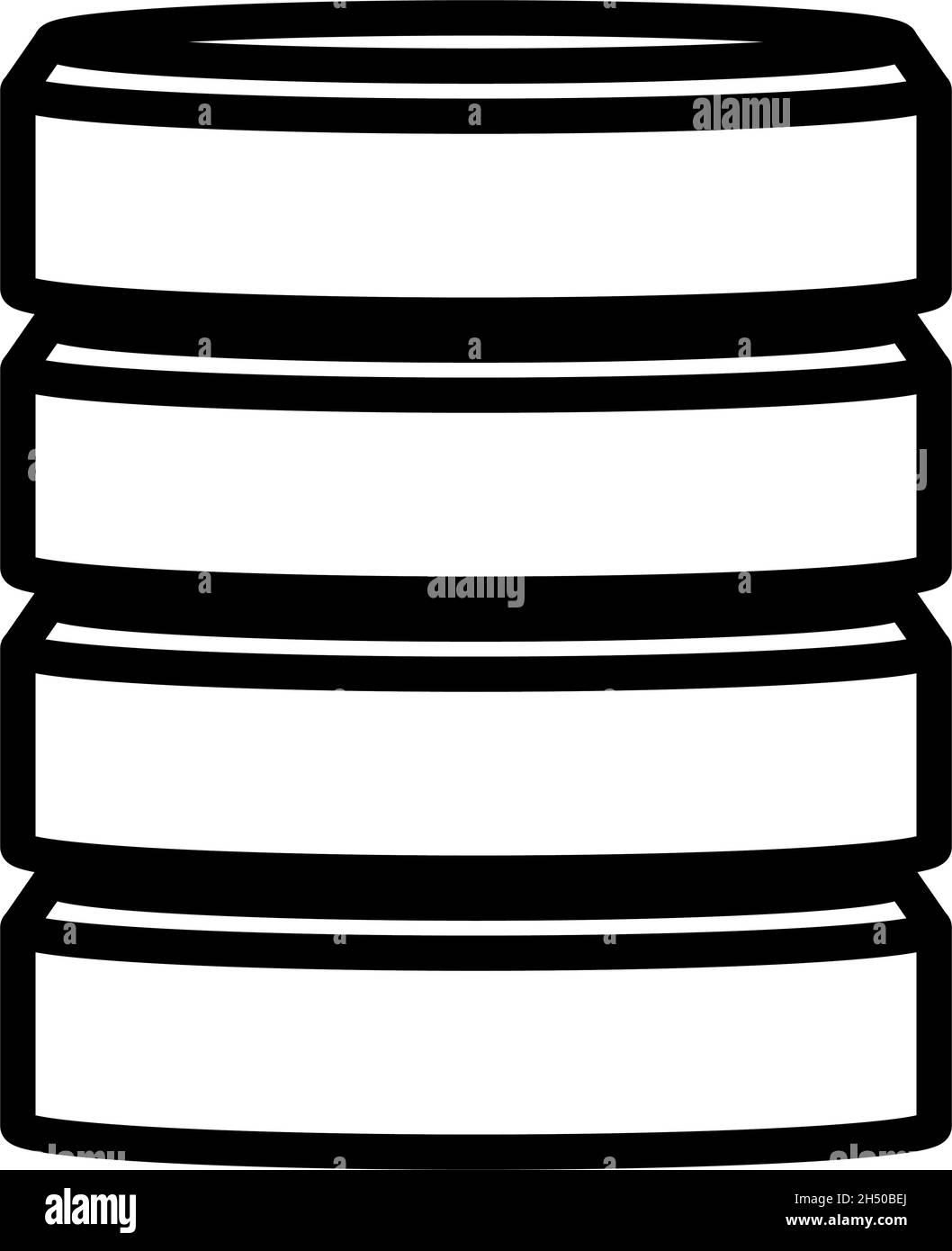 HDD, hard disk drive, mainframe computer stacked cylinder icon. Server ...