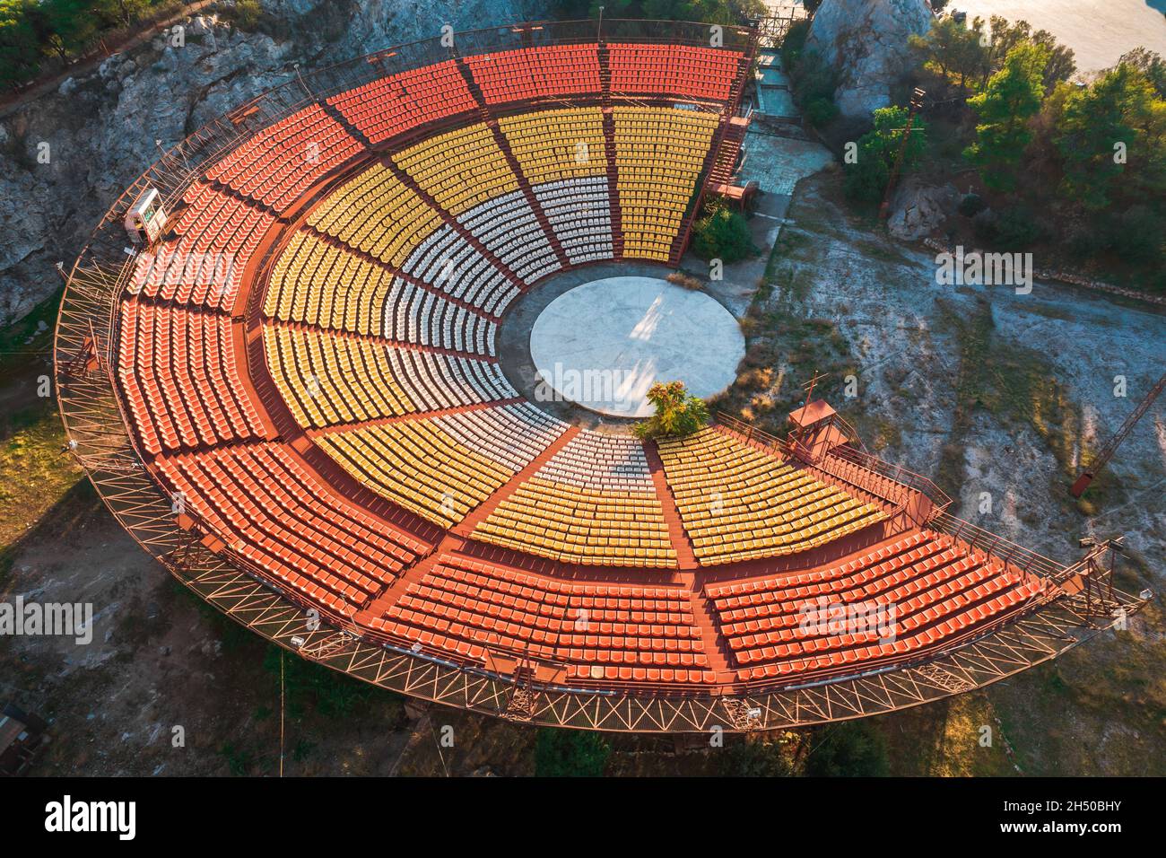 Aerial view of the Odeon building on the Lycabettus Hill in Athens ...