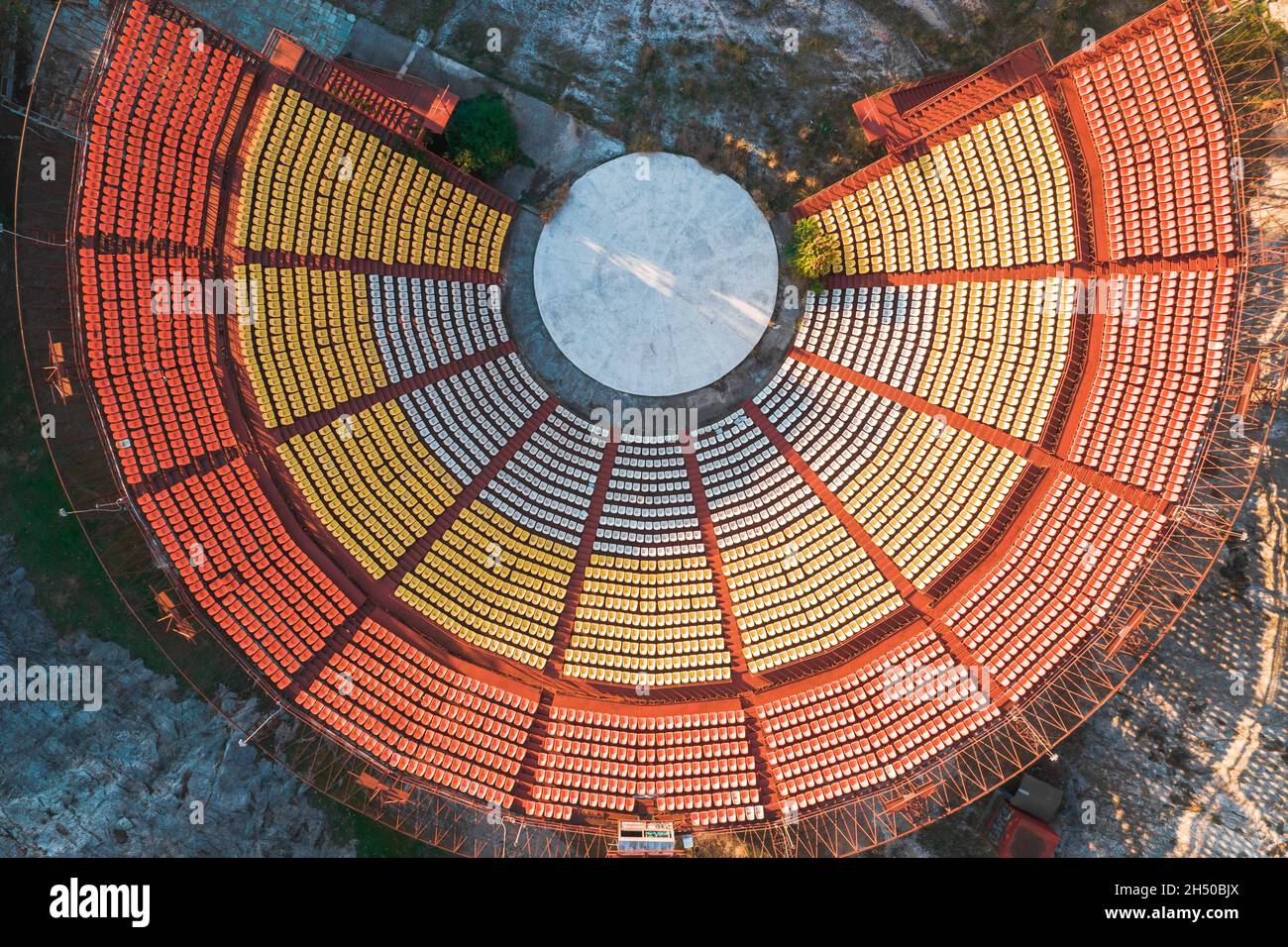 Aerial view of the Odeon building on the Lycabettus Hill in Athens ...