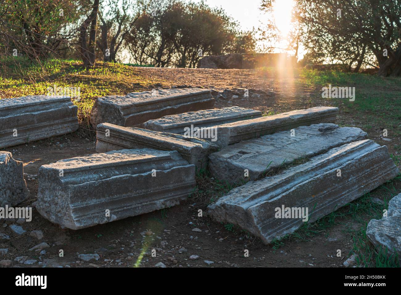 Ancient marble ruins on the ground in Athens, Greece Stock Photo - Alamy