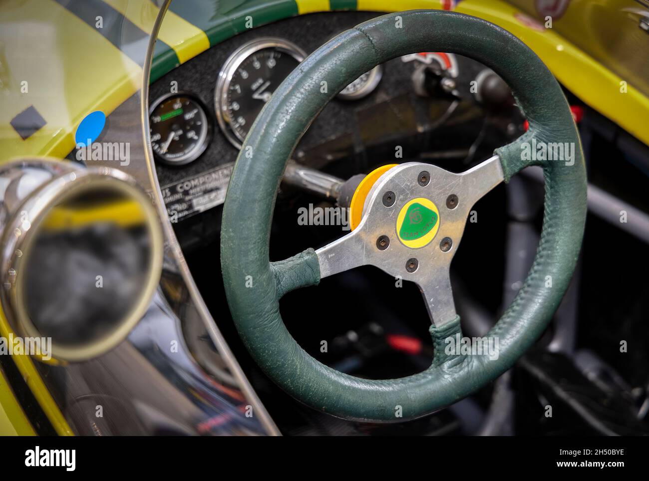 Cockpit detail of the 1962 Lotus-Ford 22 Formula Junior racer, Goodwood ...