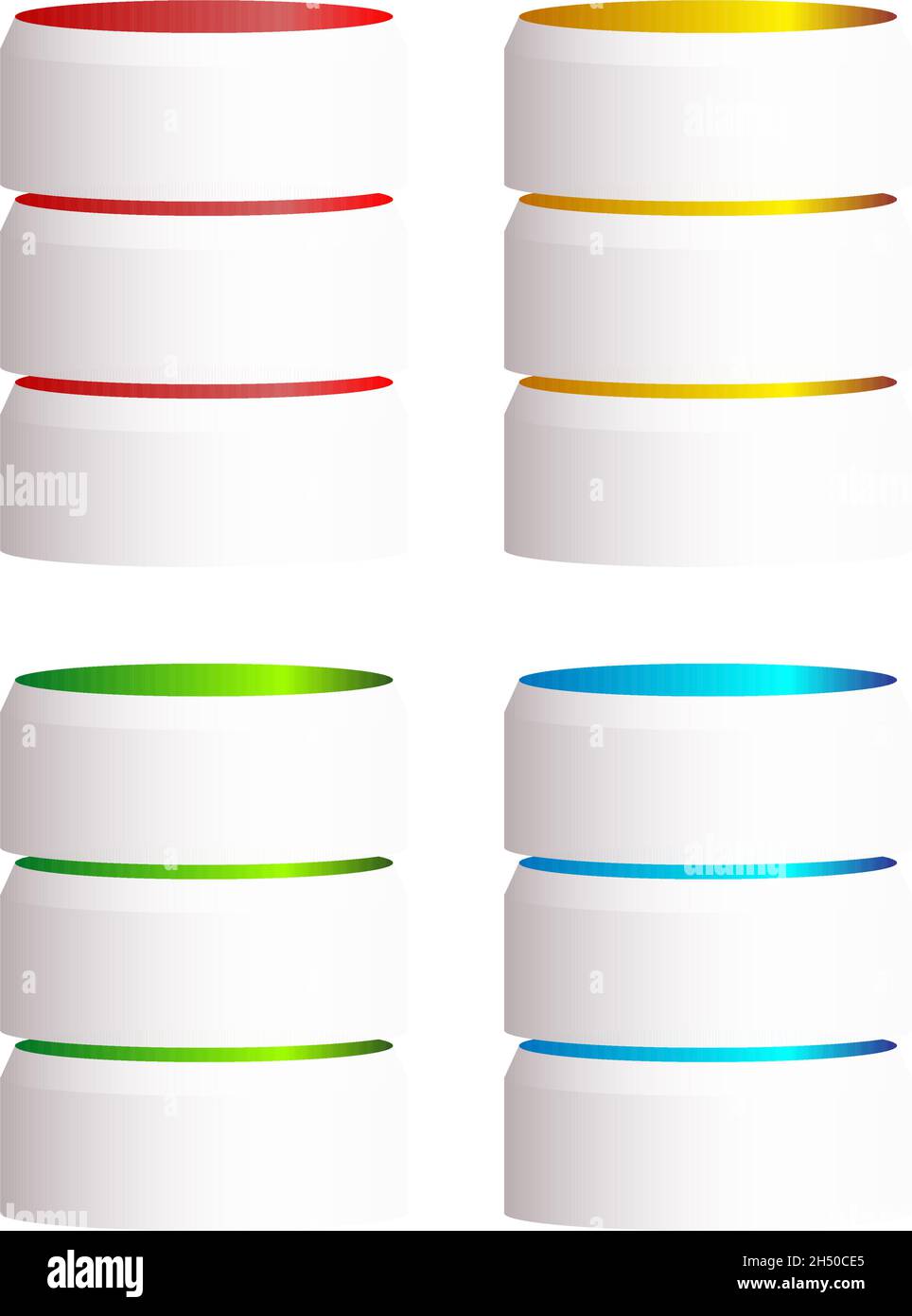 HDD, hard disk drive, mainframe computer stacked cylinder icon. Server ...