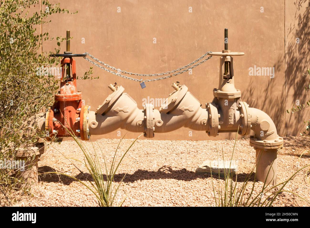 complicated pipework with valves in desert Stock Photo - Alamy