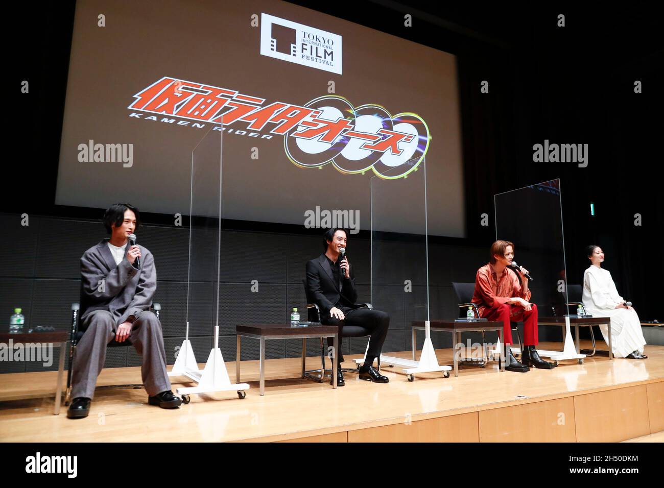 November 5, 2021, Tokyo, Japan: (L to R) Japanese actors Asaya Kimijima, Shu Watanabe, Ryosuke ...