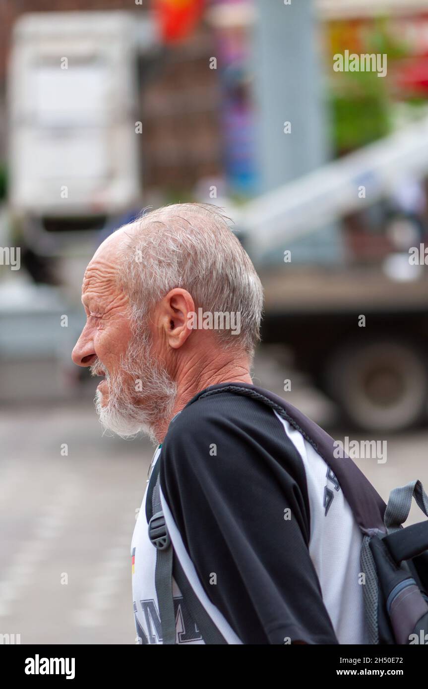 Timisoara, Romania - Nay 22, 2015: Portrait of a man walking on the ...