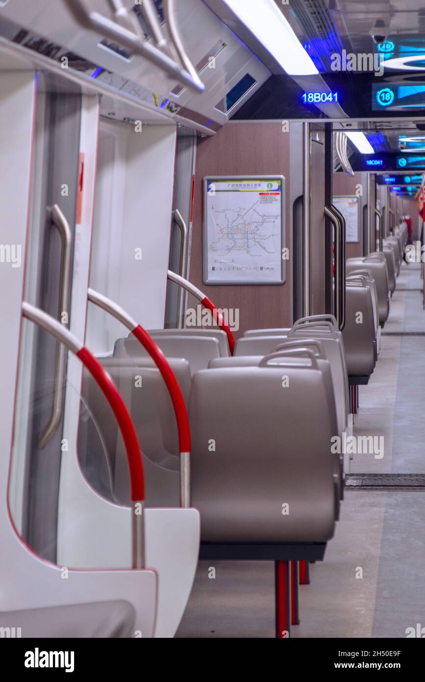 Guangzhou,China OCT 1st,2021 Guangzhou Metro Line 18,The line is an ...