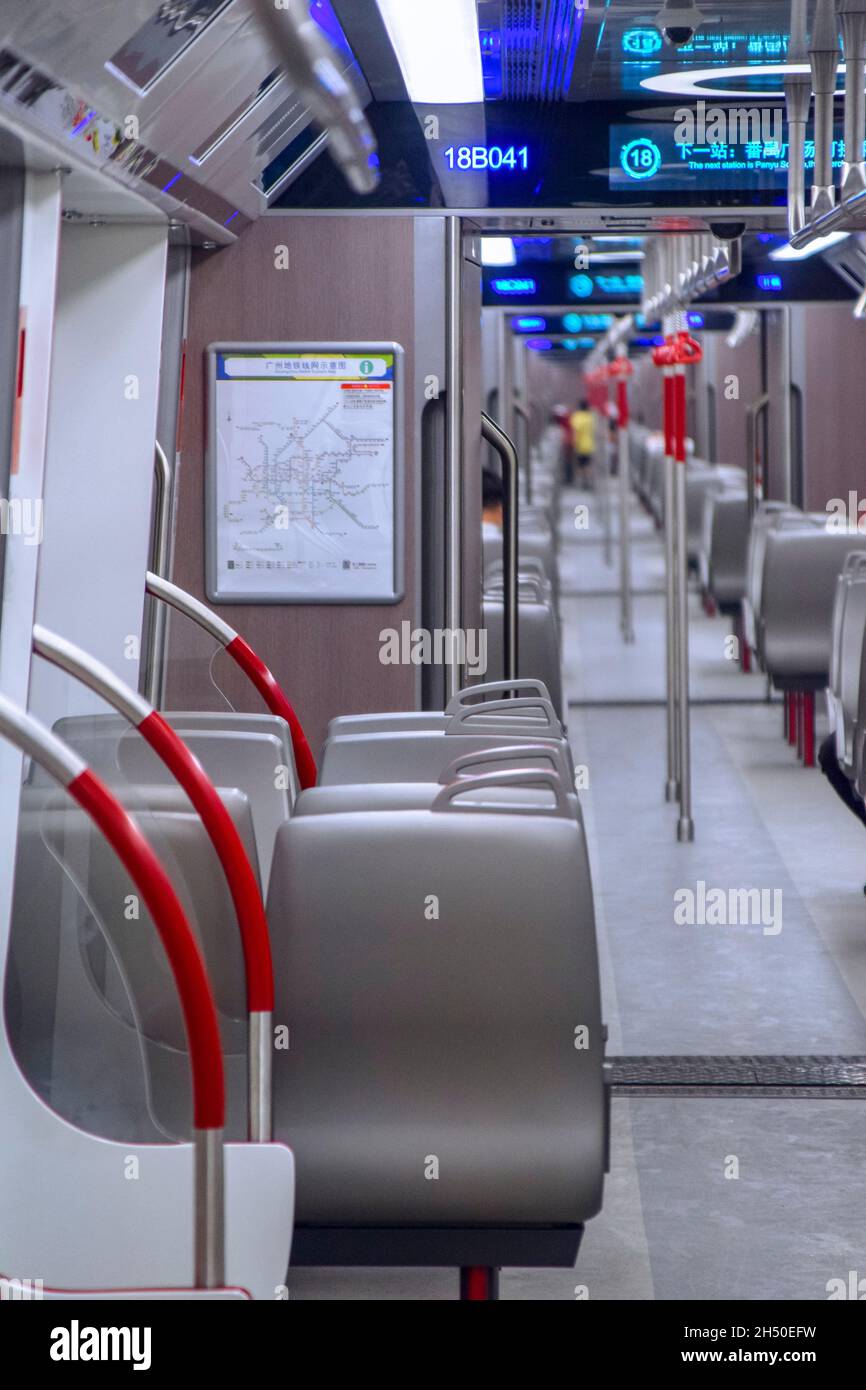 Guangzhou,China OCT 1st,2021 Guangzhou Metro Line 18,The line is an ...