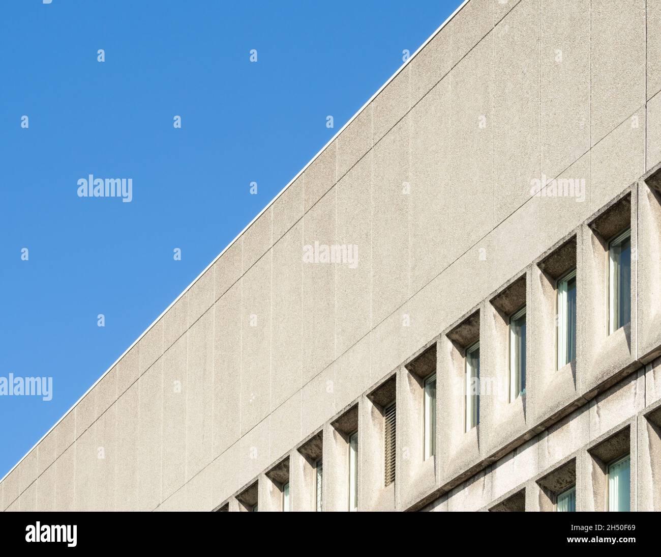 Brutalist architecture, Stopford House in Stockport, Manchester, facade ...