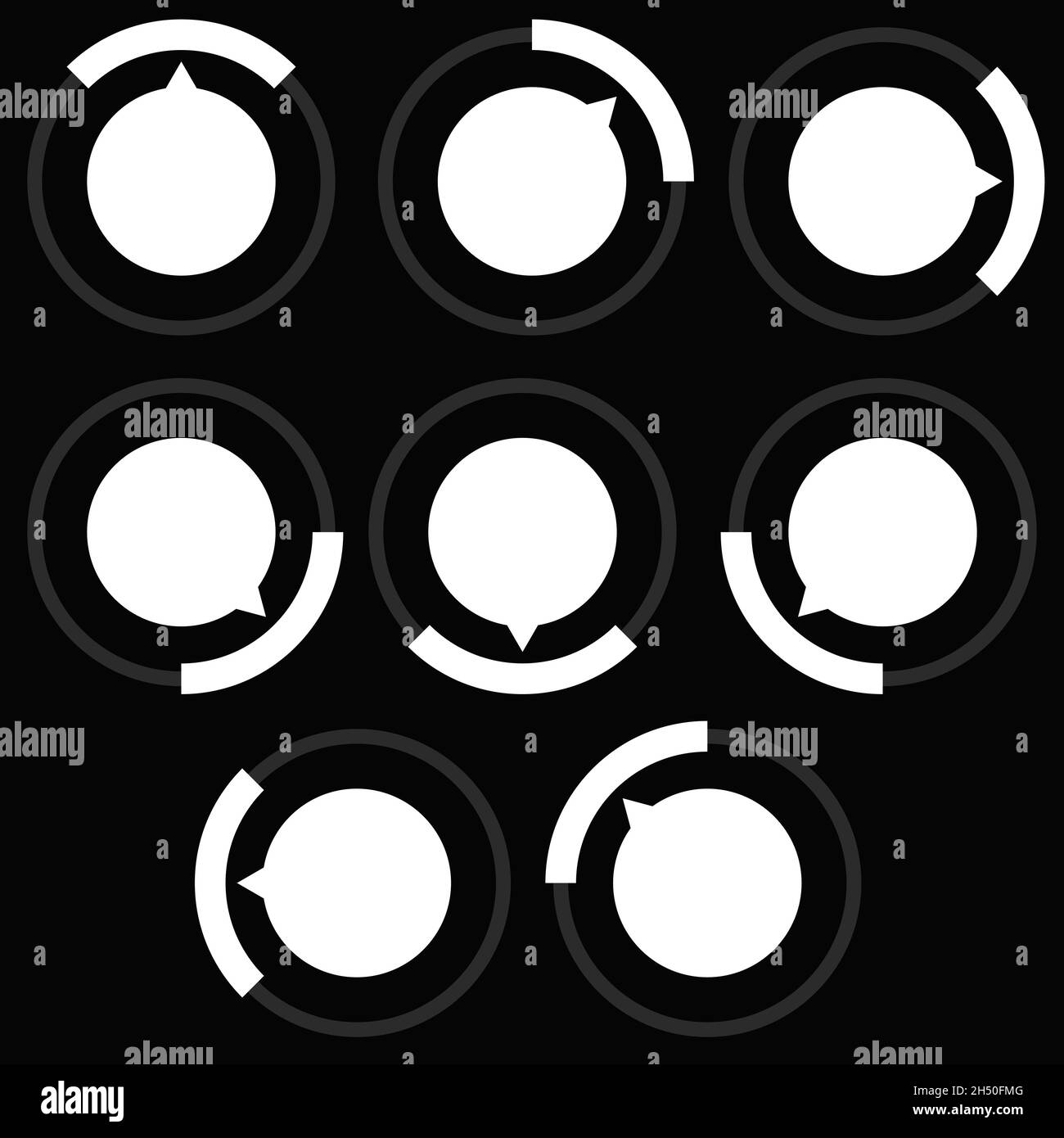 Gauge, meter, dial icon with different number of sections, parts ...