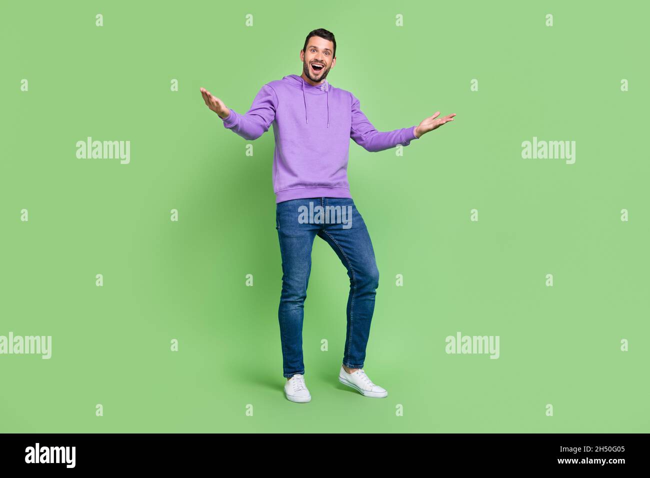 Full body photo of young excited man happy positive smile amazed ...