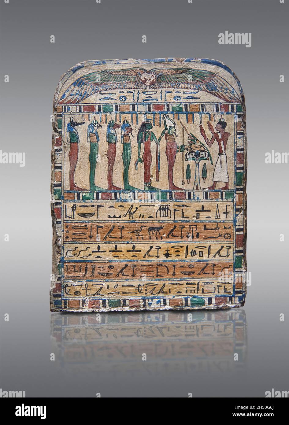 Ancient Egyptian stele of Irethorrou, 780-656 BC, 25th Dynasty, painted ...