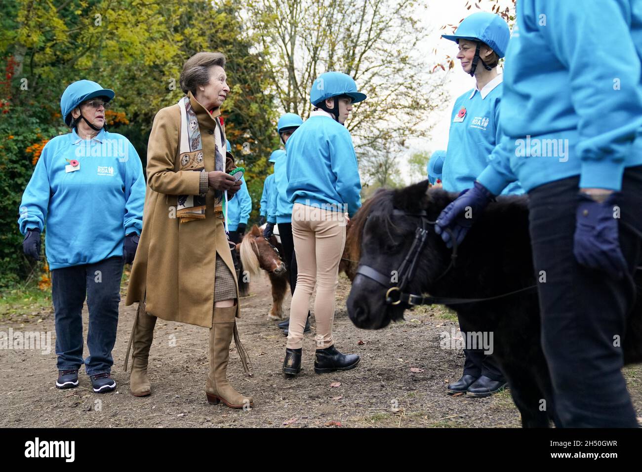 Princess Royal meets riders and ponies during a visit to the RDA Coaching Academy in Shrewley ...