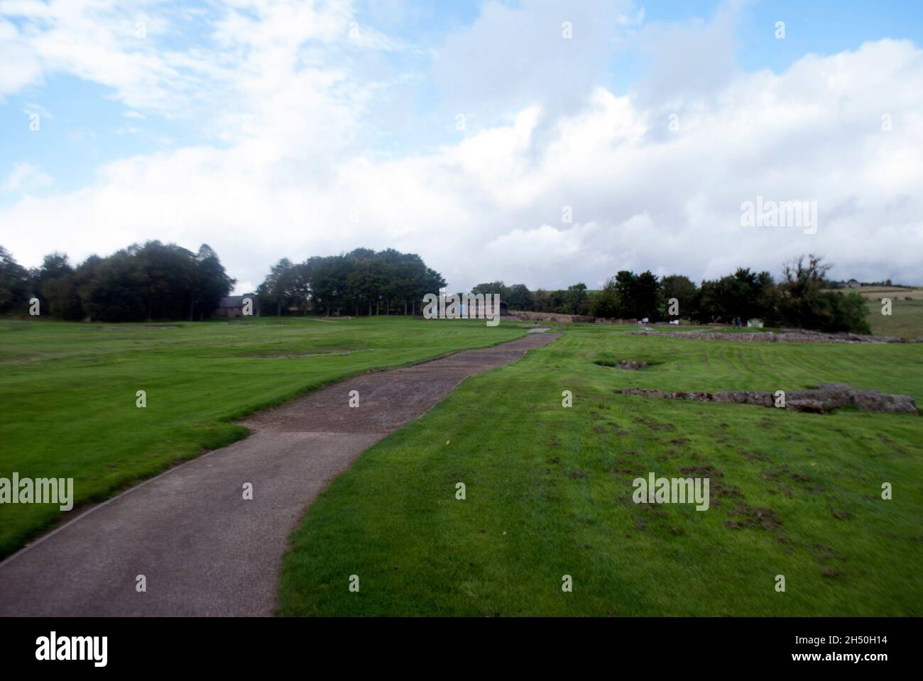 Path at excavated Roman ruins at Vindolanda Fort and museum, Bardon ...