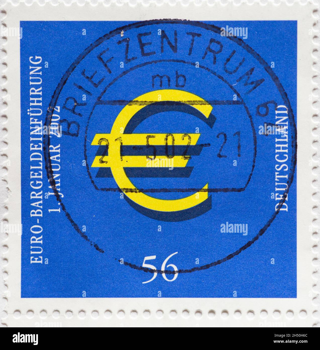 GERMANY - CIRCA 2002 : a postage stamp from Germany, showing a euro ...