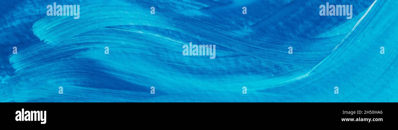 Blue paint brush stroke texture design. Wide art background Stock Photo ...