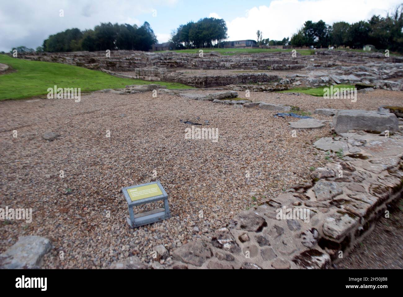 House sign at excavated Roman ruins at Vindolanda Fort and museum ...