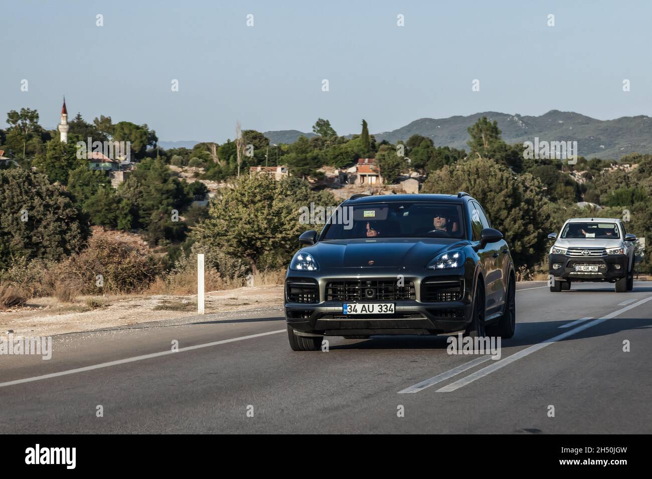 Kemer, Turkey - 08. 25. 2021: Porsche Cayenne is a mid-size luxury ...