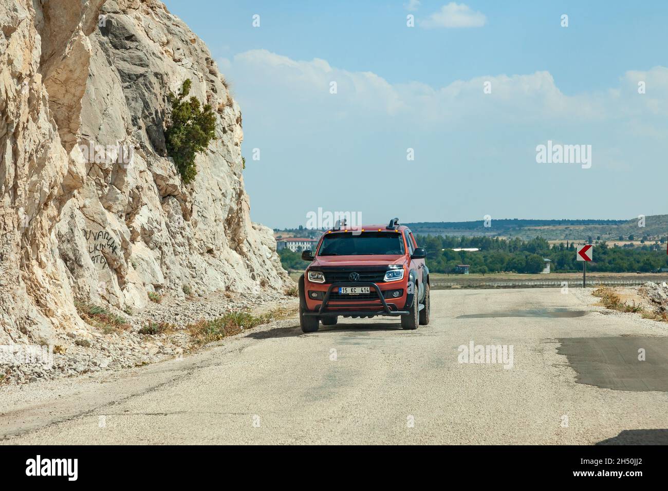 Antalya, Turkey - 08. 25. 2021: Volskwagen Amarok pick-up driving on ...
