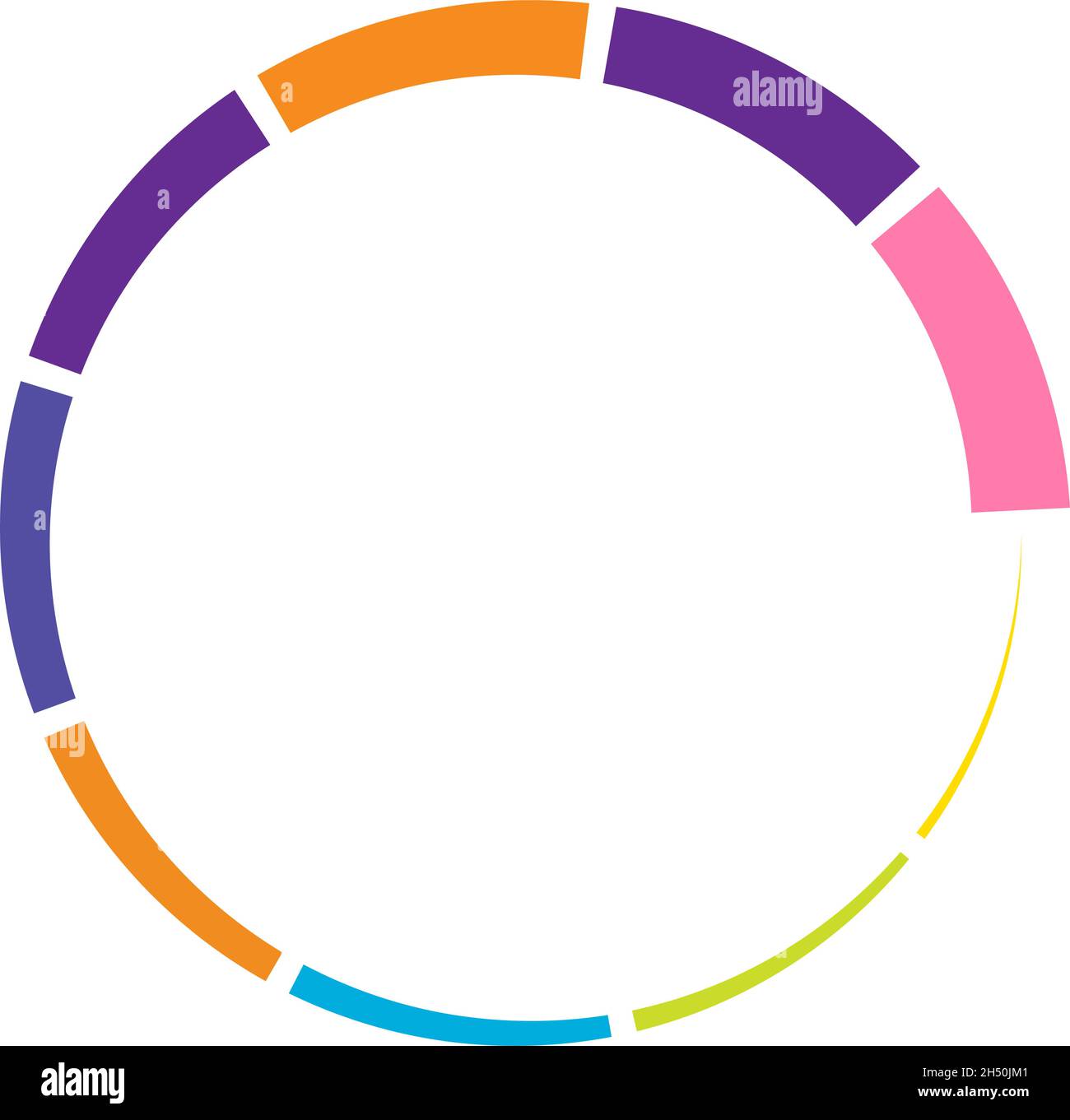 9 part, section segmented circle. Abstract dashed lines circular ...