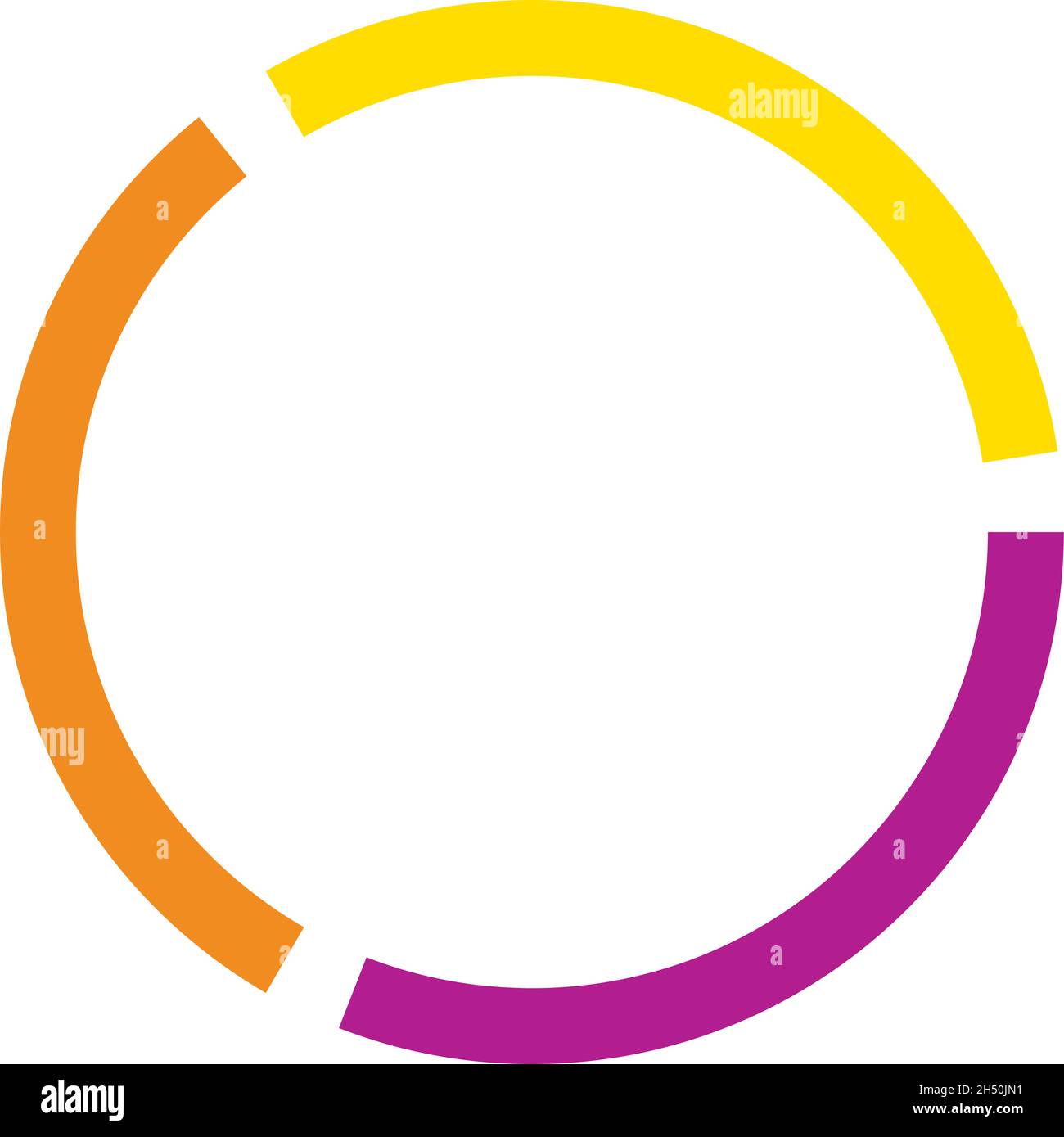 3 part, section segmented circle. Abstract dashed lines circular geometric element - stock ...