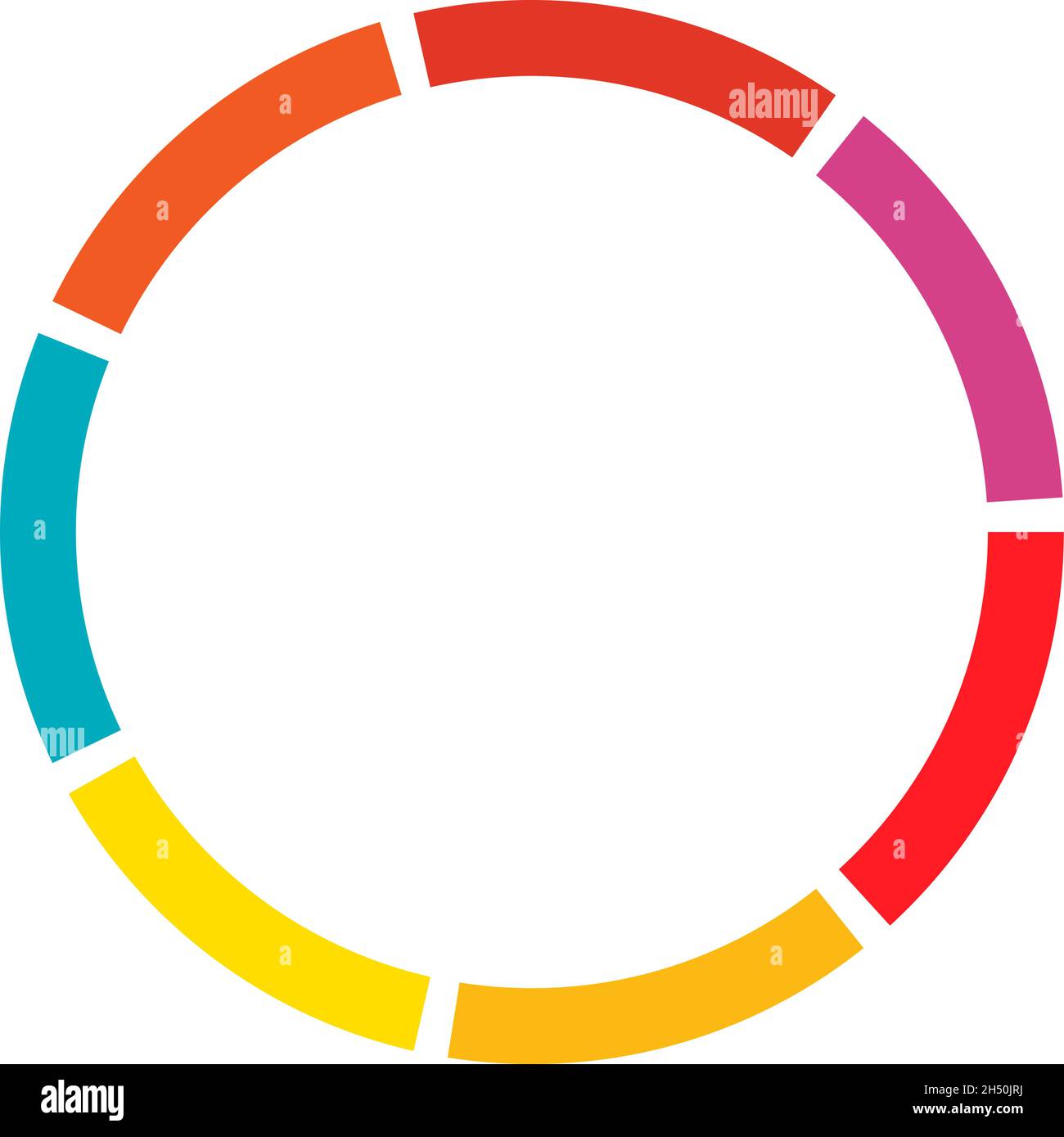 7 part, section segmented circle. Abstract dashed lines circular ...