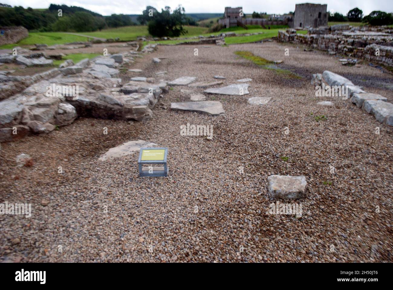Sign for House at Excavated Roman ruins at Vindolanda Fort and museum ...