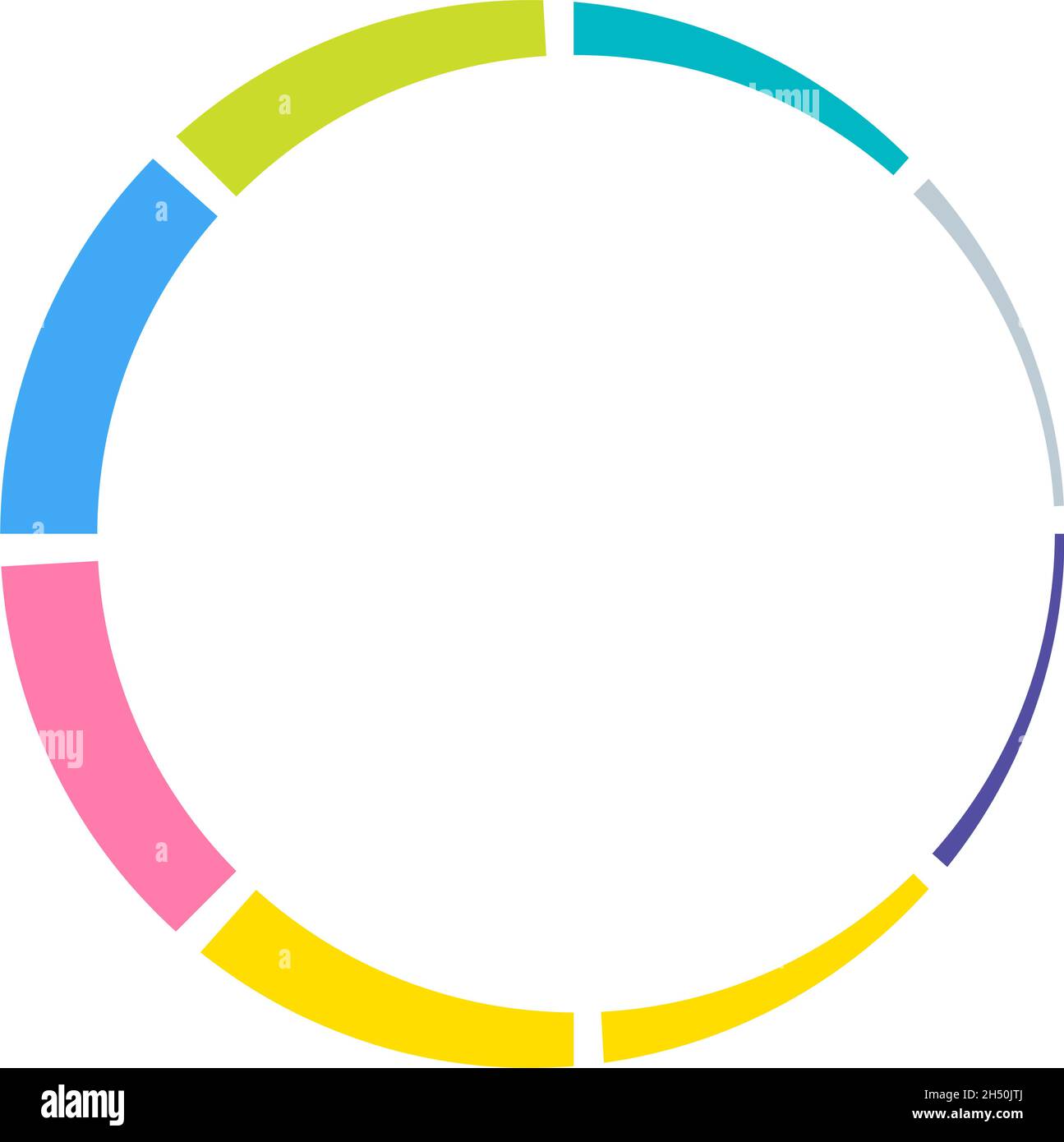 8 part, section segmented circle. Abstract dashed lines circular geometric element - stock ...
