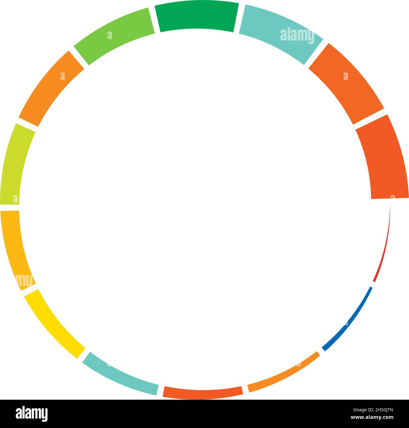 14 part, section segmented circle. Abstract dashed lines circular ...