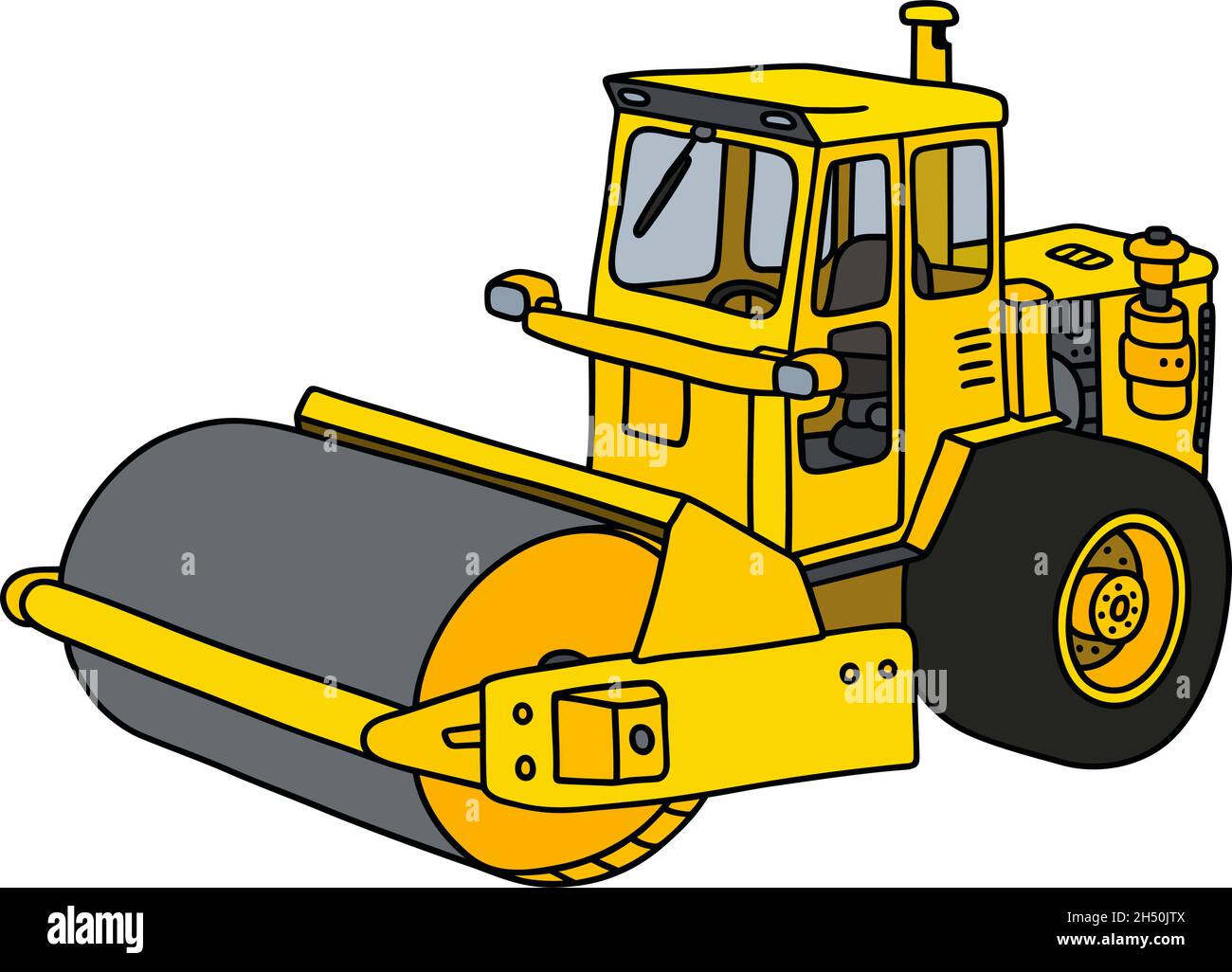 Hand drawing of a yellow road roller Stock Vector Image & Art - Alamy