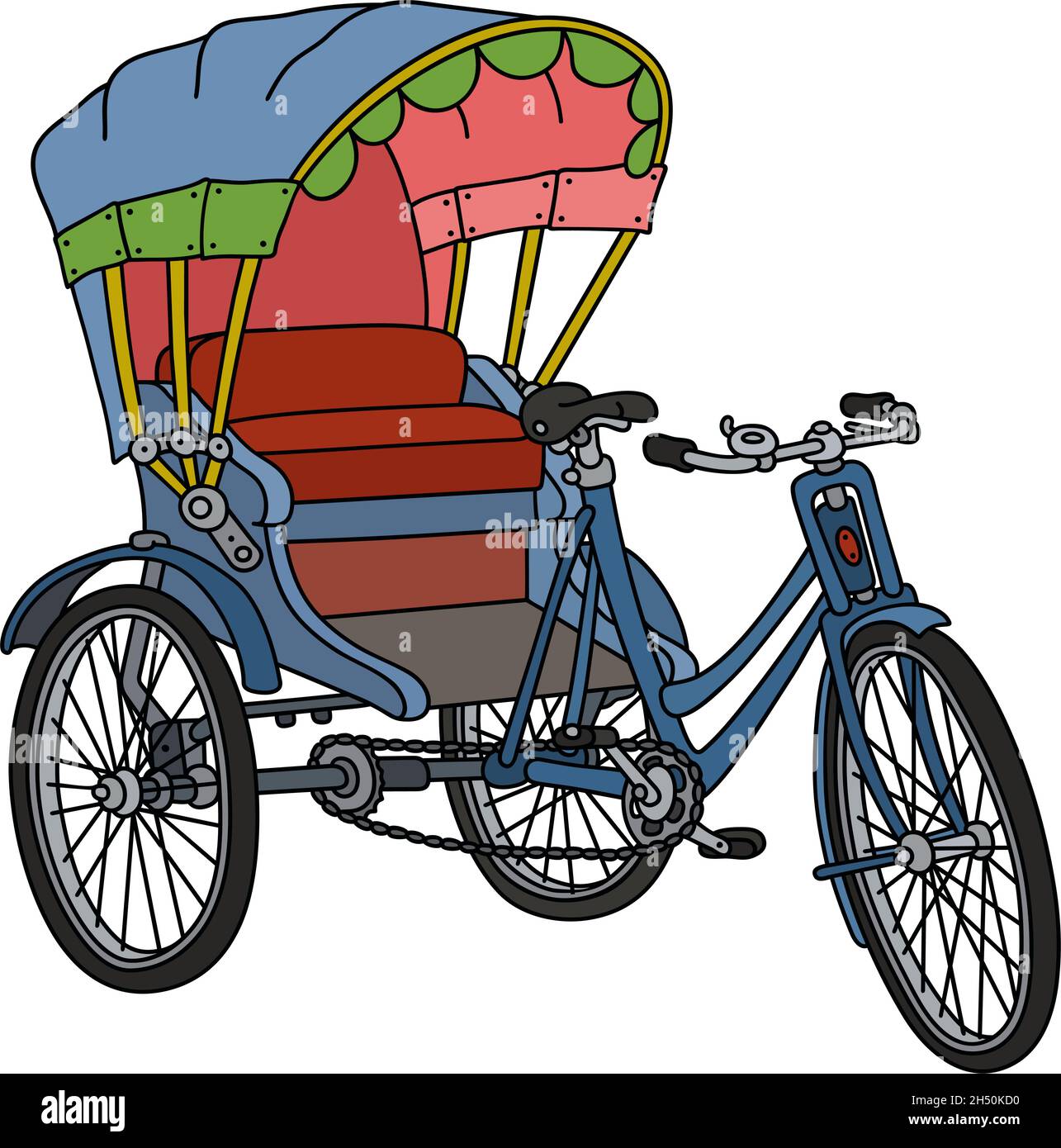 Hand drawing of a classic bangladeshi cycle rickshaw Stock Vector Image ...