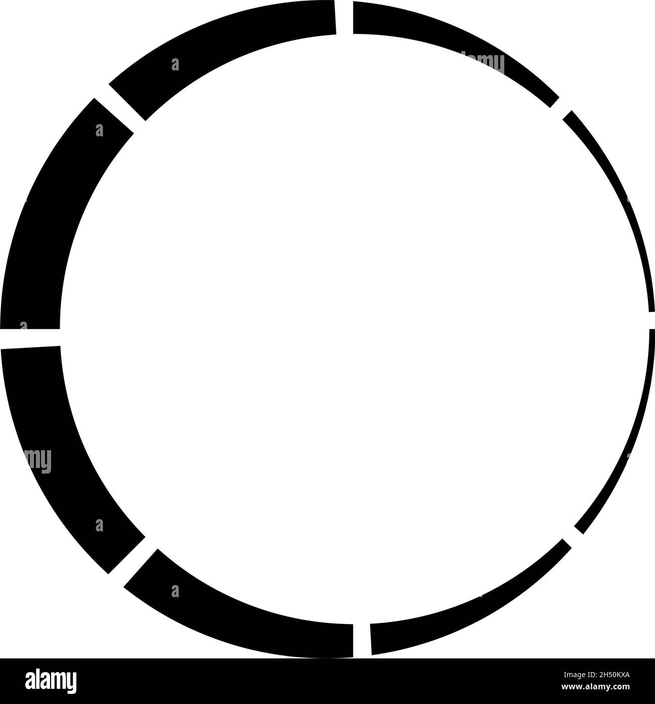 8 part, section segmented circle. Abstract dashed lines circular ...