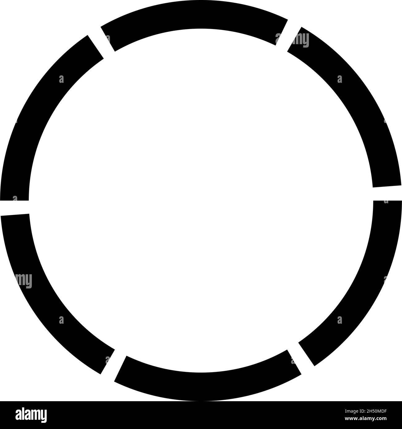 6 part, section segmented circle. Abstract dashed lines circular geometric element - stock ...