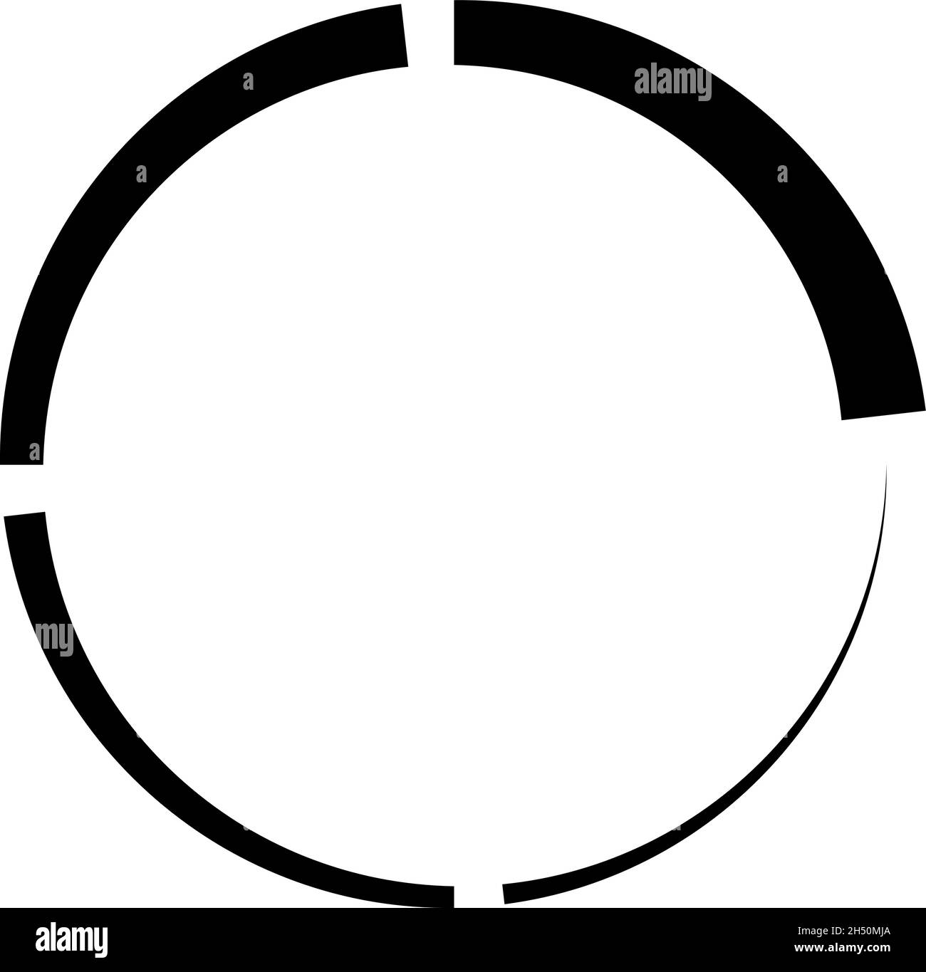 4 part, section segmented circle. Abstract dashed lines circular geometric element - stock ...
