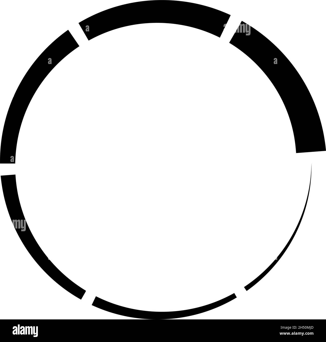6 part, section segmented circle. Abstract dashed lines circular ...