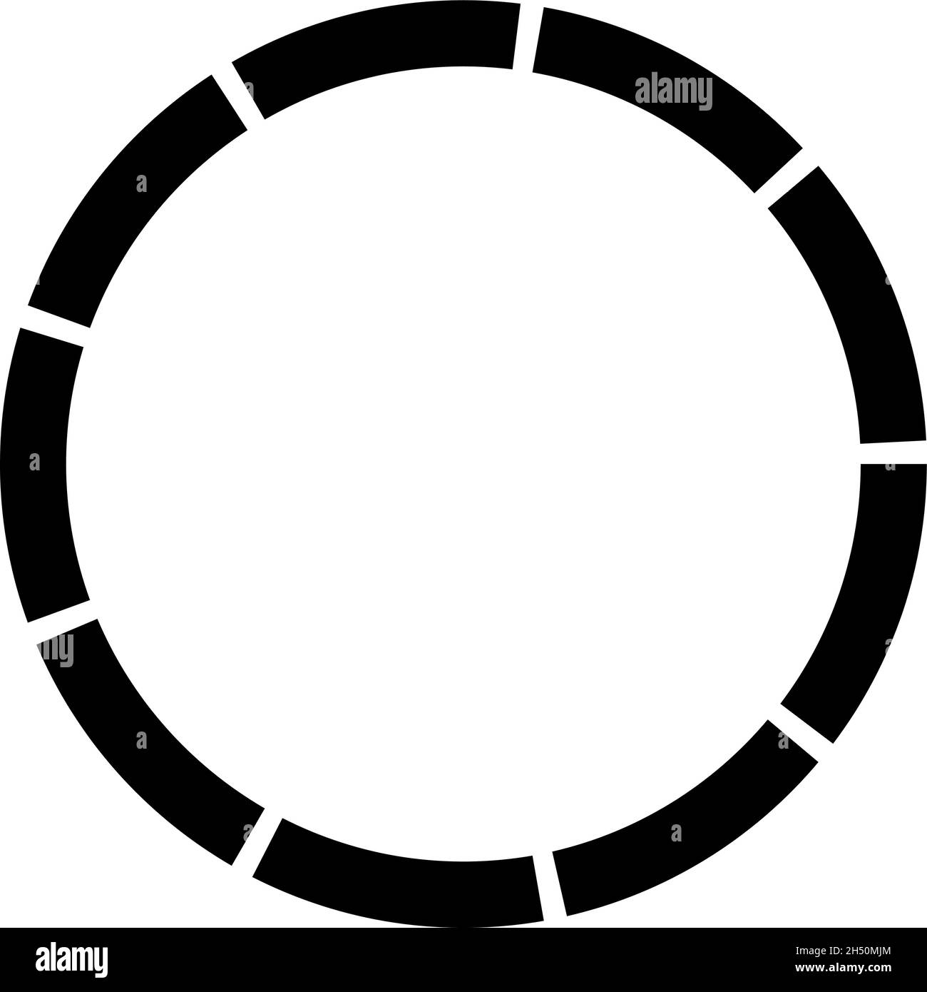 9 part, section segmented circle. Abstract dashed lines circular geometric element - stock ...