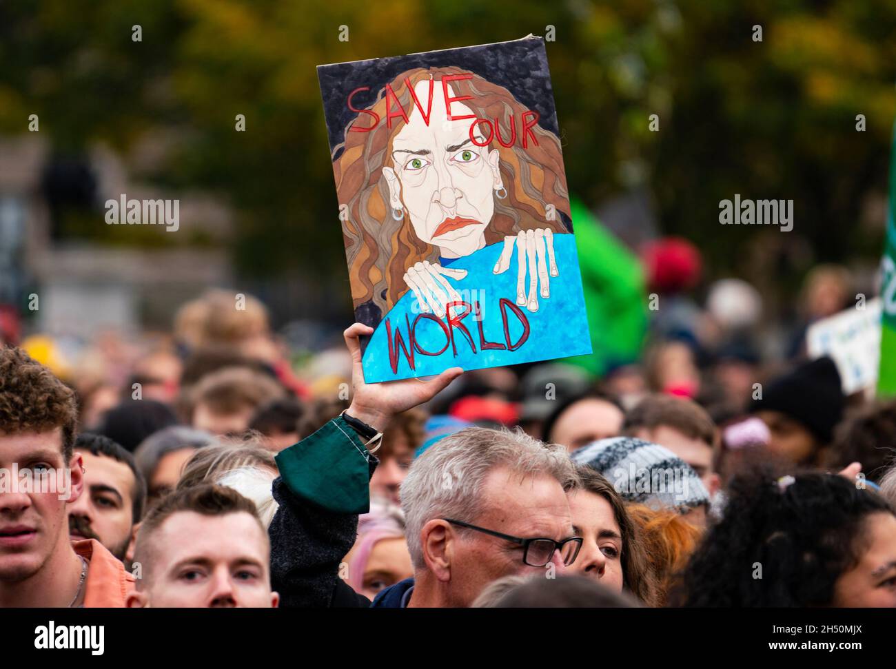 Glasgow, Scotland, UK. 5th November 2021. Demonstrators on a Fridays For Future march on a ...