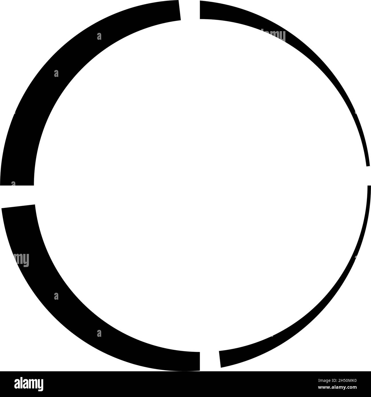 4 part, section segmented circle. Abstract dashed lines circular geometric element - stock ...