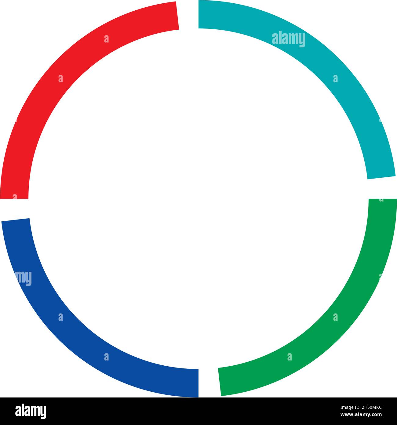 4 part, section segmented circle. Abstract dashed lines circular geometric element - stock ...