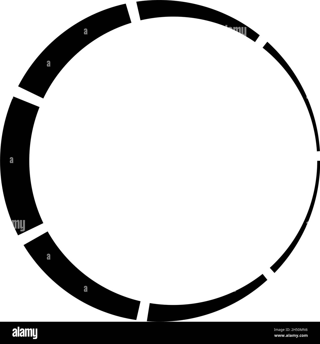 7 part, section segmented circle. Abstract dashed lines circular geometric element - stock ...