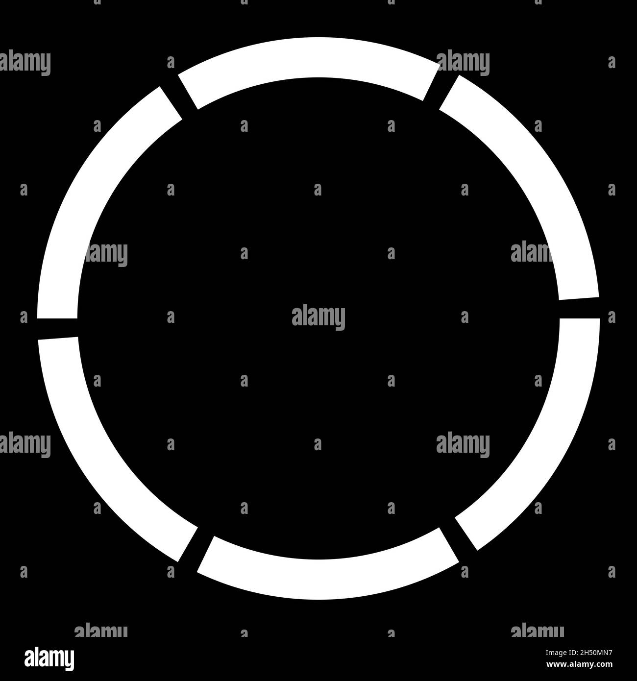 6 part, section segmented circle. Abstract dashed lines circular geometric element - stock ...
