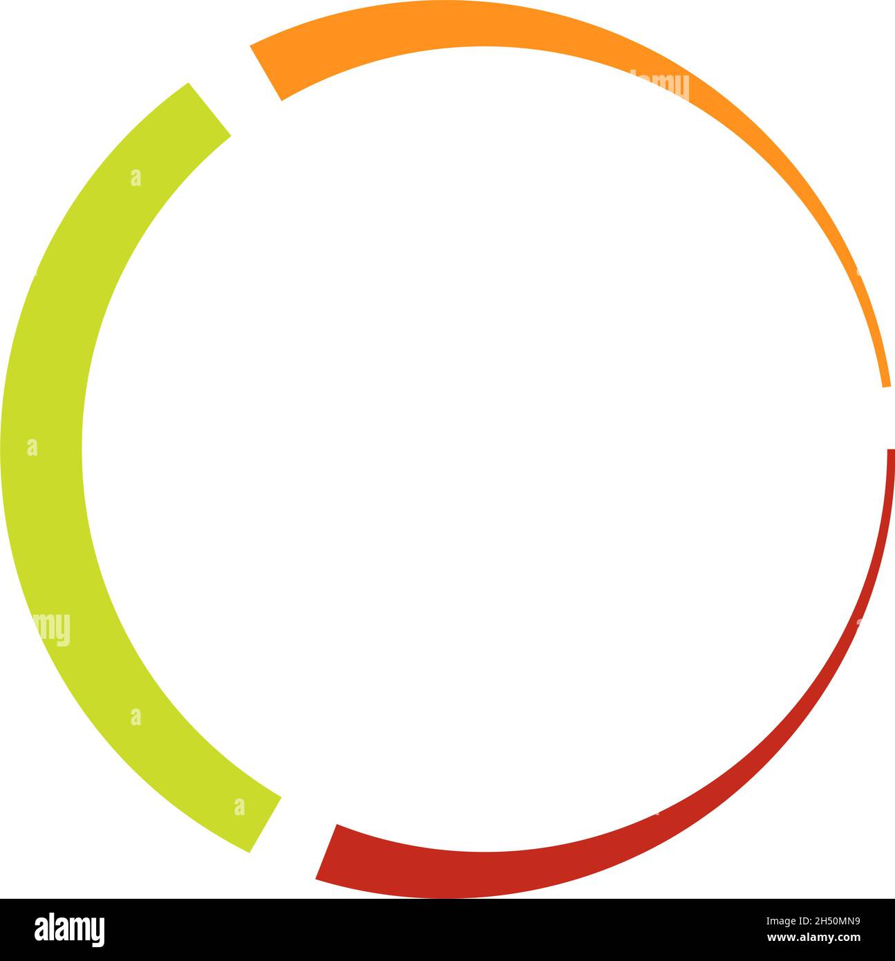 3 part, section segmented circle. Abstract dashed lines circular geometric element - stock ...