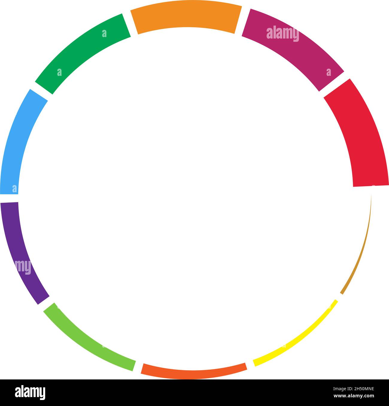 10 part, section segmented circle. Abstract dashed lines circular geometric element - stock ...
