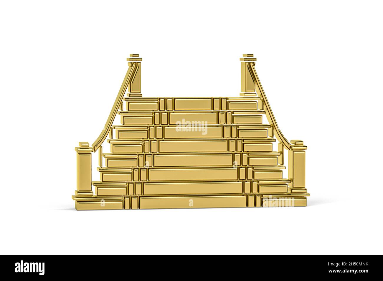 Golden 3d stairs icon isolated on white background - 3d render Stock ...