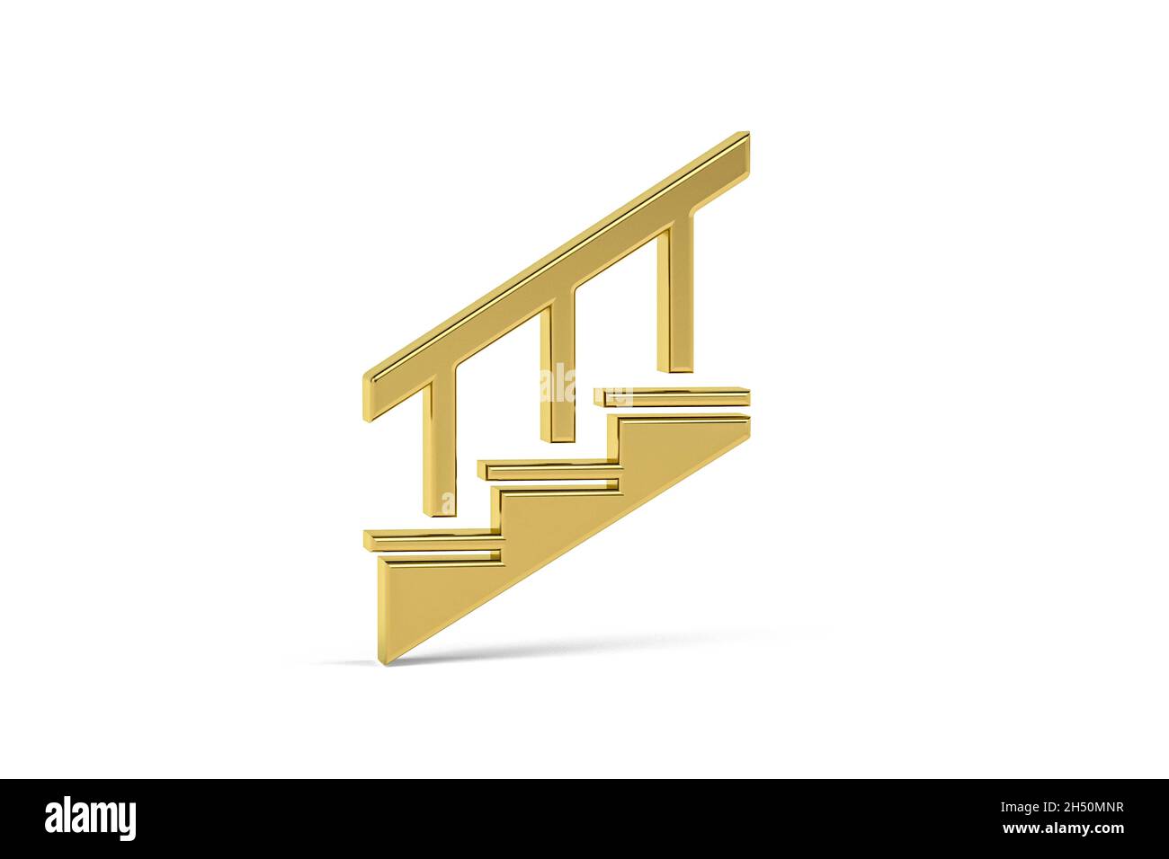 Golden 3d stairs icon isolated on white background - 3d render Stock ...
