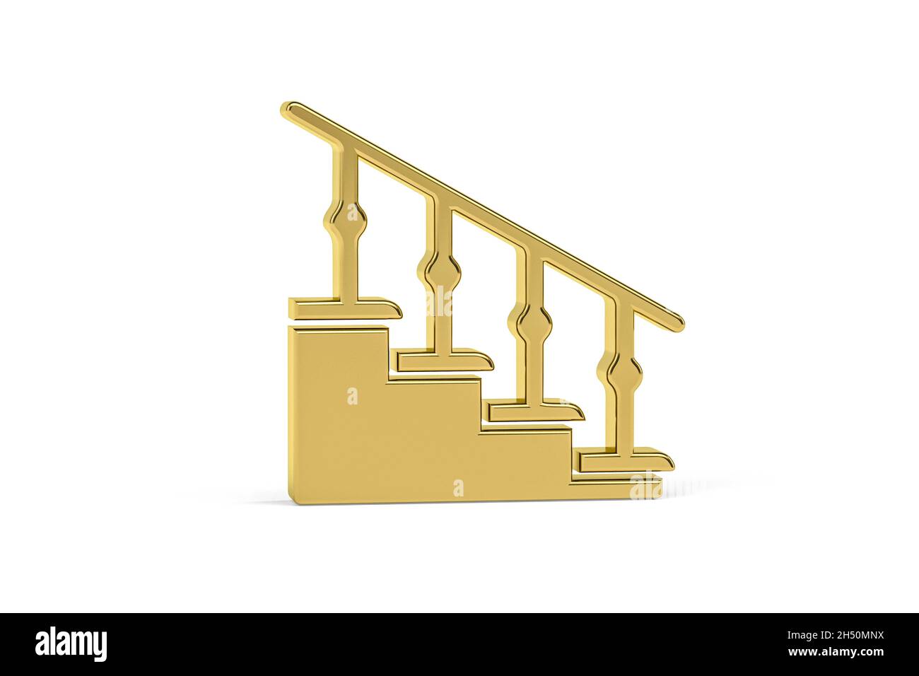 Golden 3d stairs icon isolated on white background - 3d render Stock ...