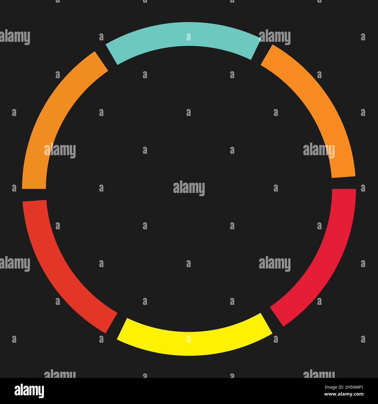 6 Part Section Segmented Circle Abstract Dashed Lines Circular
