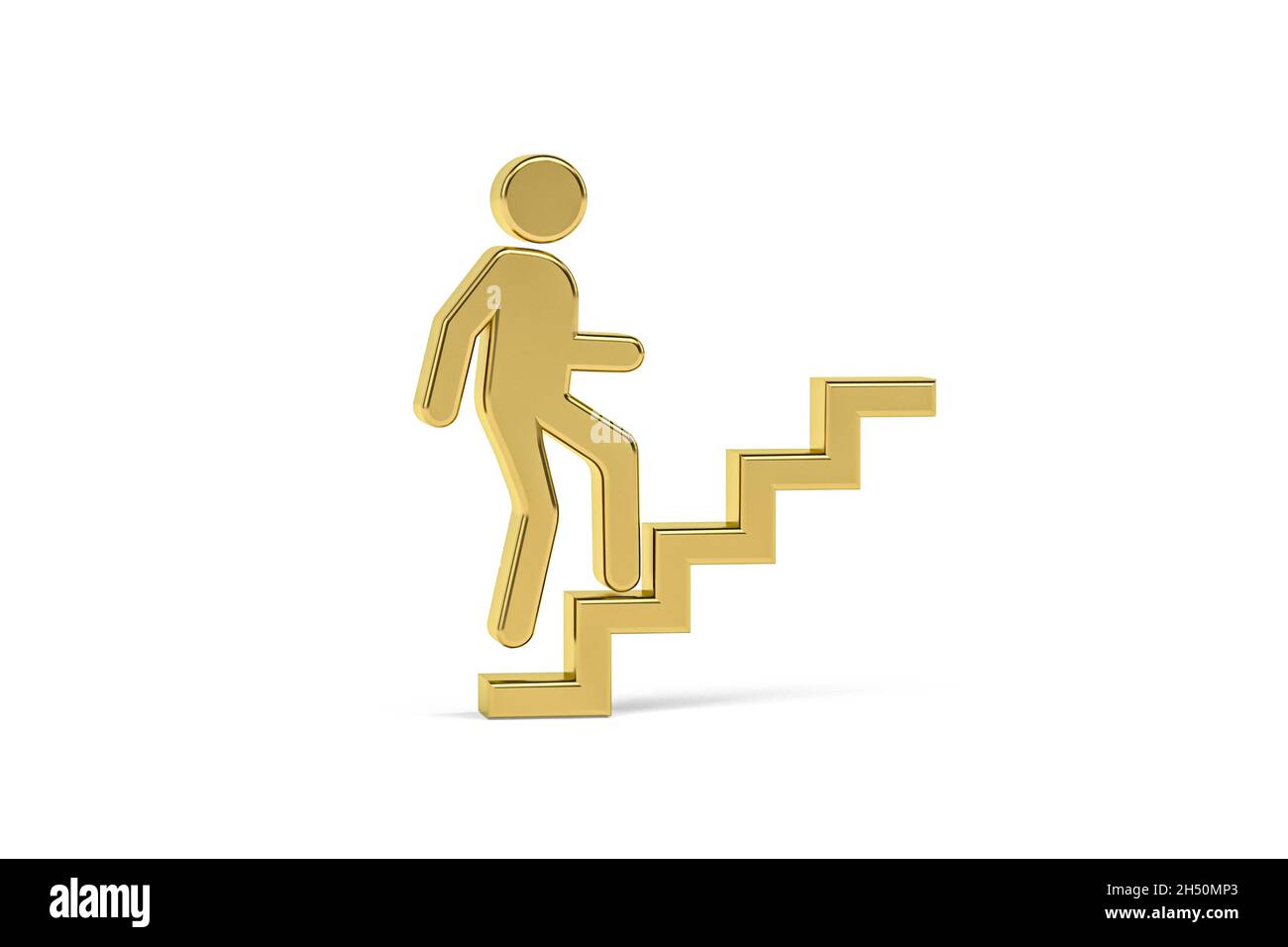 Golden 3d stairs icon isolated on white background - 3d render Stock ...