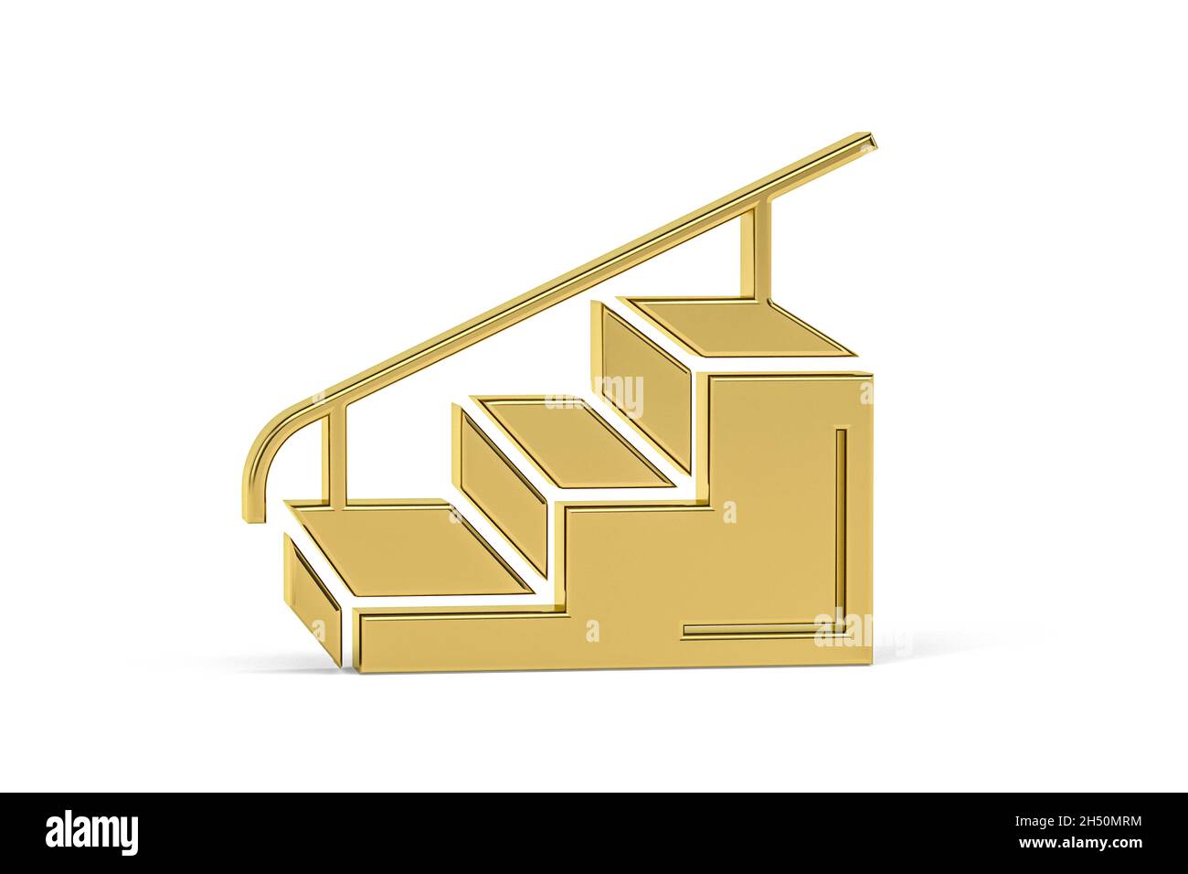 Golden 3d stairs icon isolated on white background - 3d render Stock ...