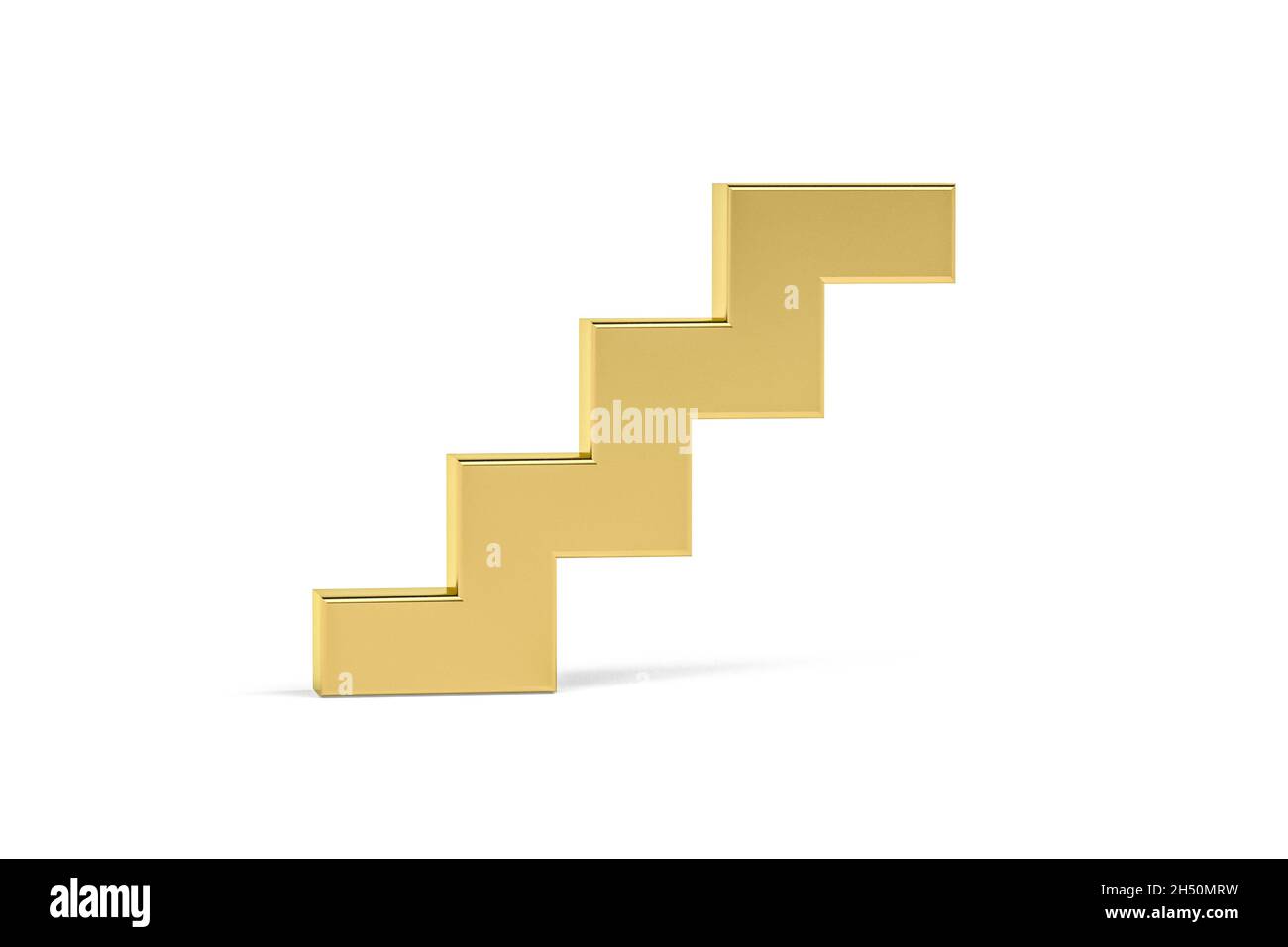 Golden 3d stairs icon isolated on white background - 3d render Stock ...